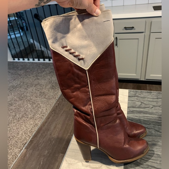 Zodiac | Shoes | Rare 7s Oxbloodcream Leather Zodiac Boots With Wood ...